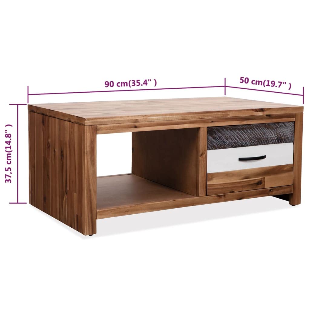 QJBSAVVA Coffee Table Solid Acacia Wood 35.4"x19.7"x14.8",Entrance Table Tray Tables Center Table Low Table Suitable for Meeting Rooms, Reception Rooms, Offices