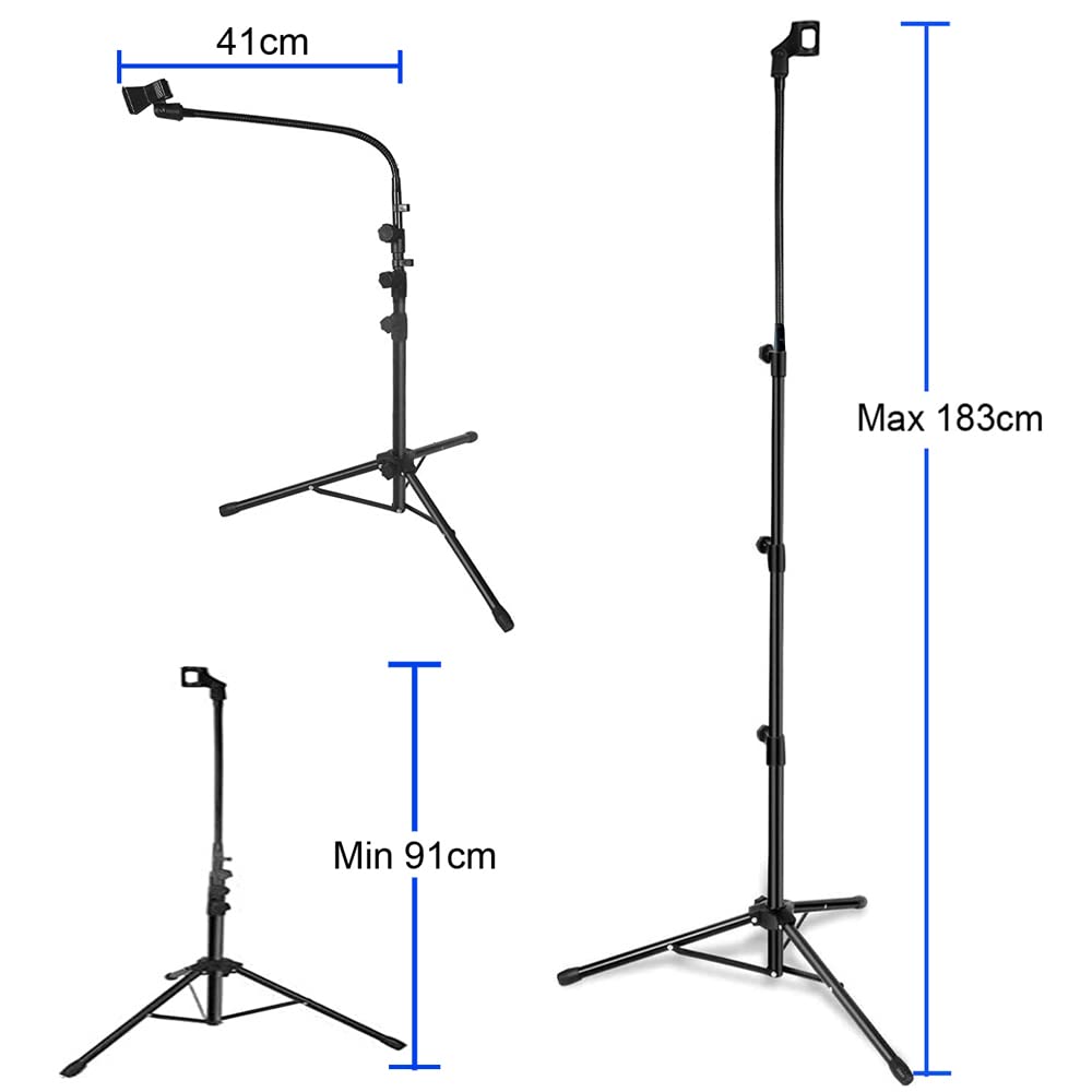 VonSom Microphone Stand Microphone Tripod Adjustable Height Up To 72inch / 183CM Gooseneck Mic Stand Tripod with Carrying Bag Mic Clips Cable Clips, Black