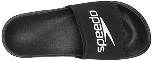 Speedo unisex adult Deck Slide Sandal, Black/White, 15 Women 13 Men US