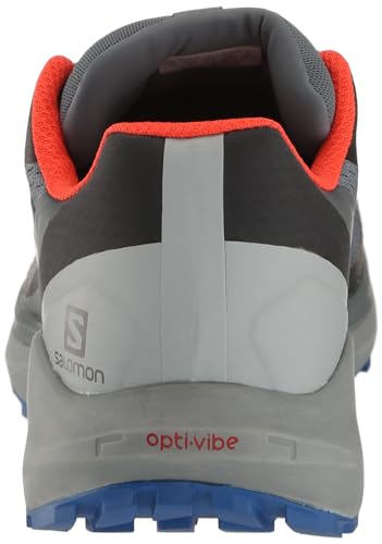 Salomon Sense Ride 4 Gore-TEX Invisible FIT Trail Running Shoes for Men, Stormy Weather/Quarry/Cherry Tomato, 8.5