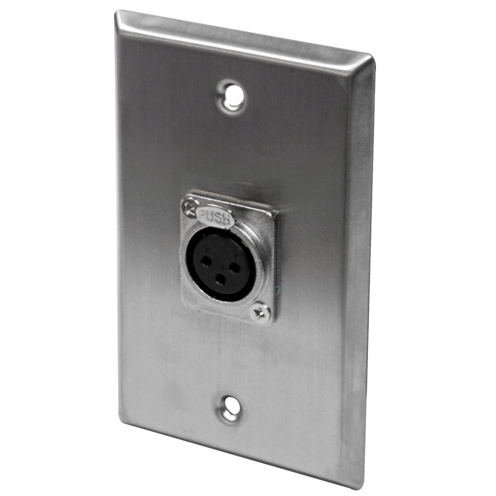 Seismic Audio Speakers Single XLR Female Connector Gang, Pair of Stainless Steel Wall Plates
