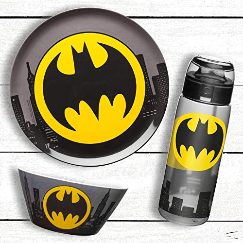 Zak Designs DC Comics Kids' Soup Bowl, Made with Durable Melamine Material Perfect Dinnerware for Indoor/Outdoor Activities (27 oz, BPA-Free, Batman)