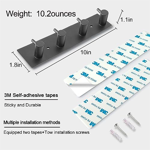 VIRFIN Key Hooks for Wall, Self Adhesive Key Holder for Wall with 2 Self-Adhesive Tapes, No Damage Key Holder Rack for Wall with 4 Key Hooks for Entryway, Door, Bathroom, Kitchen