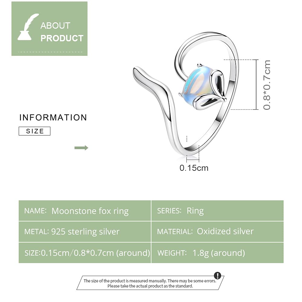 Sterling Silver Rings Cubic Zirconia Vintage Rose/Owl/Feather/V Shape/Fox/Adjustable Wrap Open Ring for Women Girls Jewelry