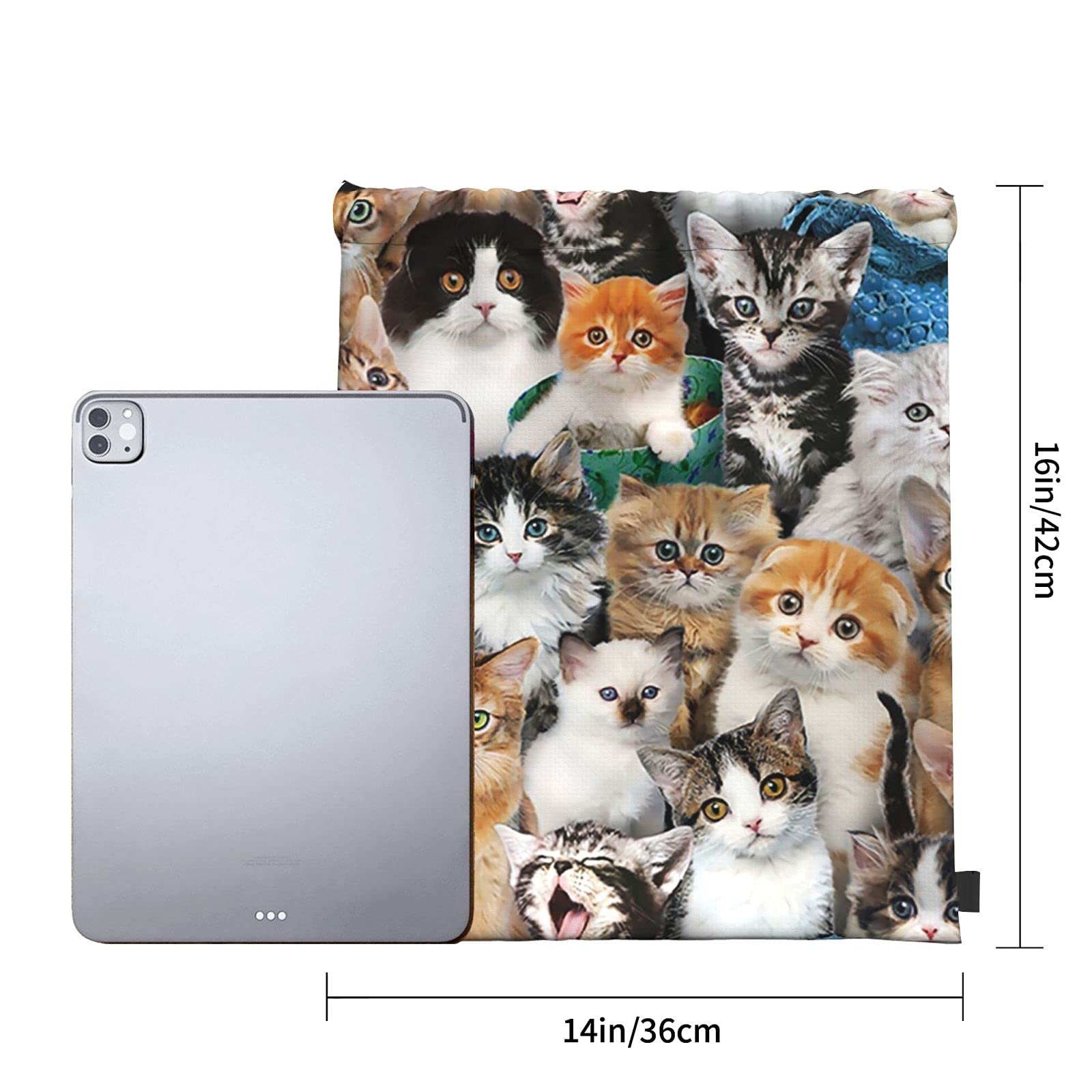 TumzfhQ cute Cats Drawstring Backpack Funny Sport Gym Bag Water Resistant Draw String Sackpack for Men Women Yoga Travel Beach Cinch Sack