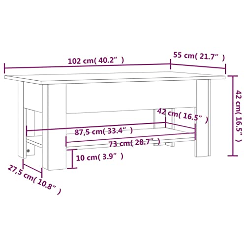 QJBSAVVA Coffee Table Gray Sonoma 40.2"x21.7"x16.5" Engineered Wood,Floor Standing Table Table for Living Room Cocktail Table Suitable for Meeting Rooms, Reception Rooms, Offices