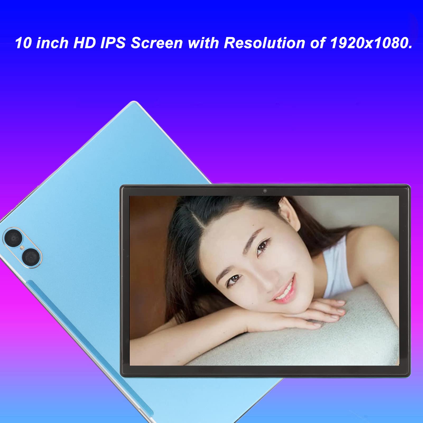 Tablet 10 inch, 4G Phone Tablet 2.4G 5G Dual Band WiFi Android Tablet, MT6797 Octa Core CPU, 8GB RAM 256GB ROM, 7000mAh Battery, 2 Card Slot, Blue