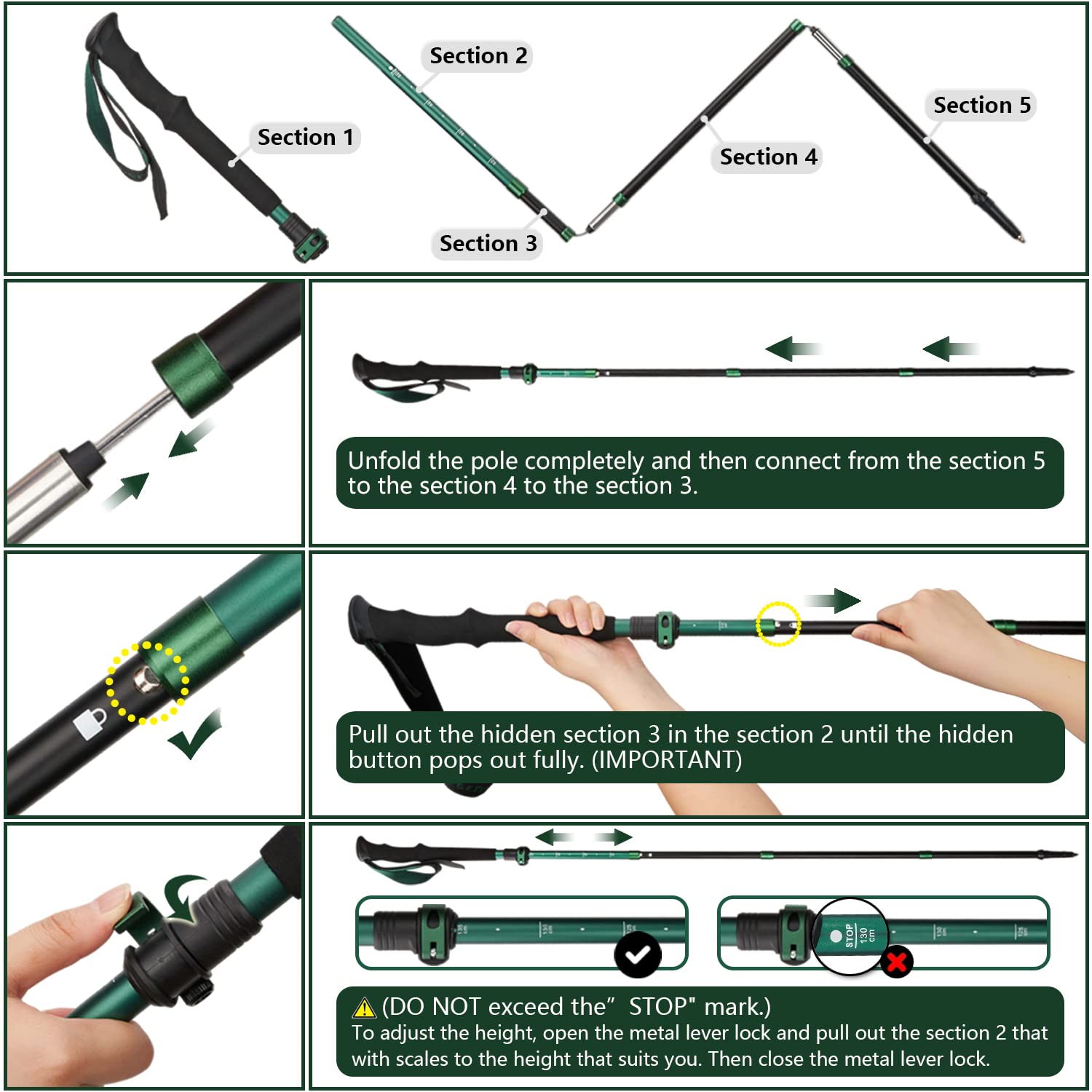 TheFitLife Collapsible Trekking Poles for Hiking β Lightweight Folding Walking Sticks for Men and Women with Extra-Long Foam Handle and Metal Flip Lock Purple