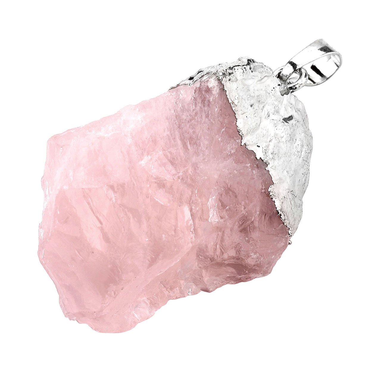 Top Plaza Reiki Healing Crystal Stone Pendant Necklace Irregular Natural Raw Rose Quartz Gemstone Necklaces for Womens