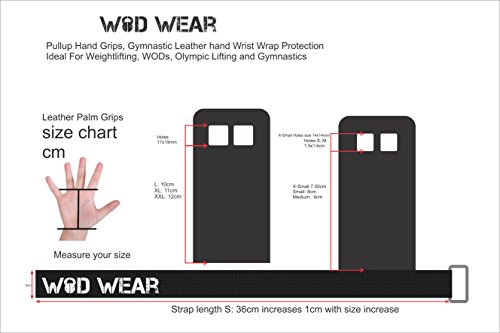 Pull-up Hand Grips with Wrist Wrap Protection for Cross-Training, Gymnastics, Fitness, Exercise, Skills and Drills, WODs, (Red, Medium Size)