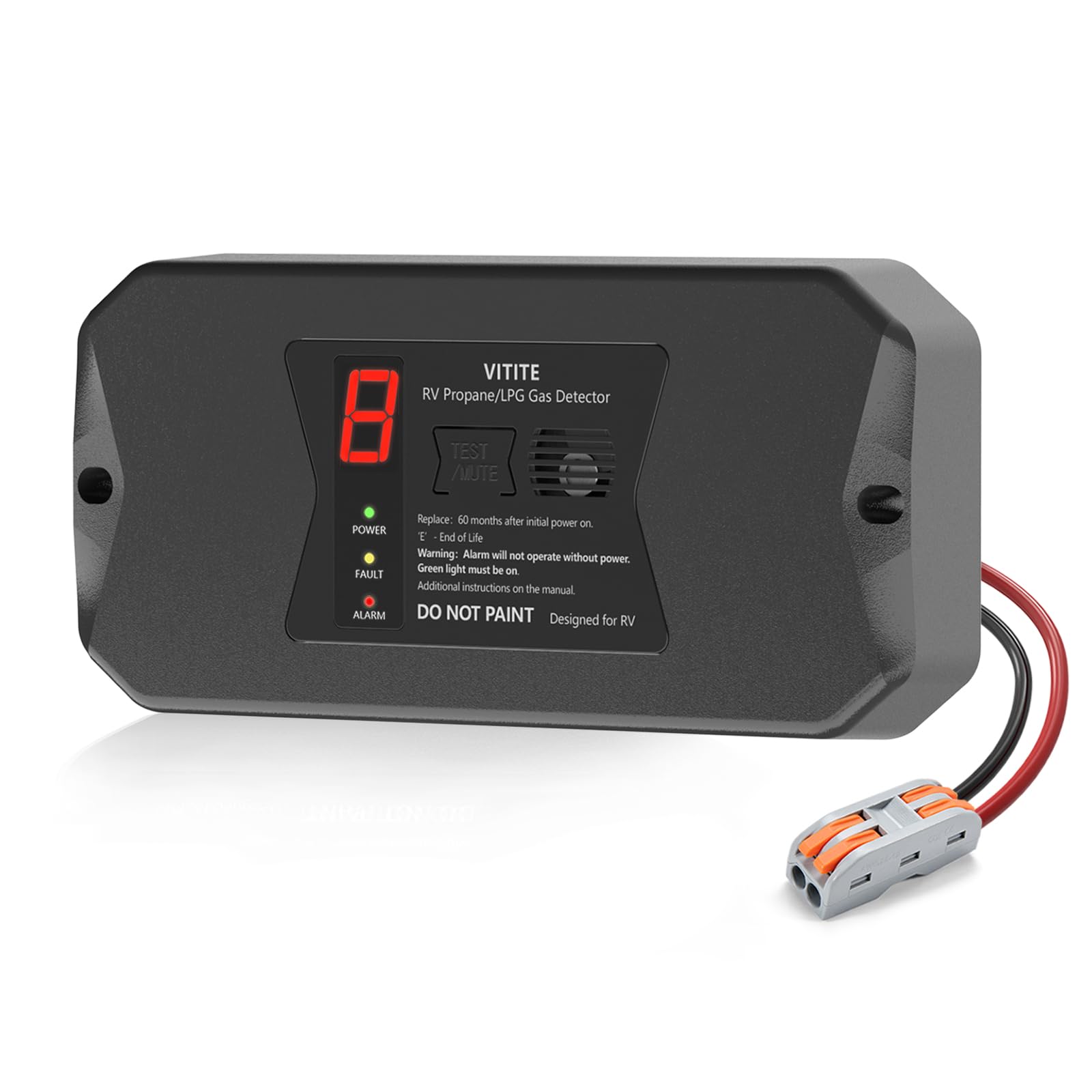 VITITE RV Propane Gas Detector, Digital RV Propane/LPG Gas Alarm, DC 12V - Designed for Motorhome Travel, Replacement for Old RV Propane Detector (Surface ＆ Flush Mount R501)