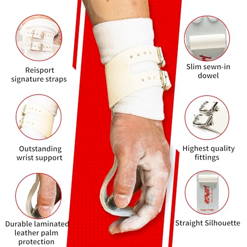 Reisport Men's Protec Hyper Buckle High Bar Grips, X-Small, Small, Medium, Large, Gymnastic Grips, Triple Strength Leather With Kevlar, Less Stretch, Safe Grip, Men And Boys Gymnastics Training