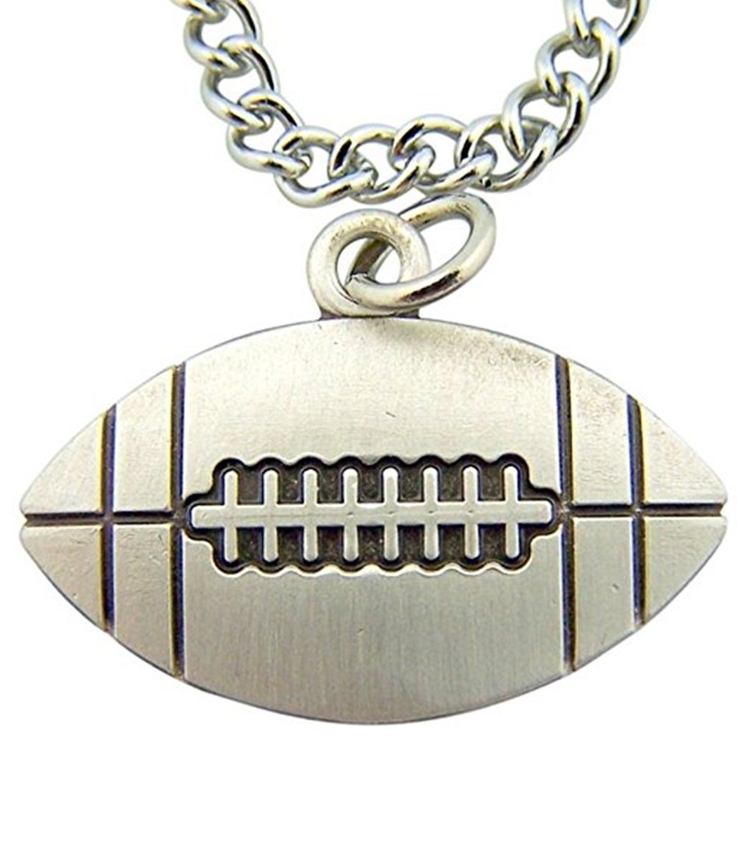 Religious Gifts Sterling Silver Football Medal with Saint Christopher Protect This Athlete Back, 3/4 Inch