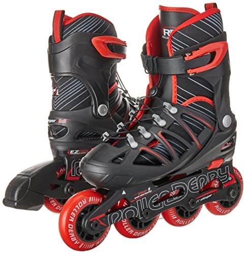 Roller Derby Boy's Stinger 5.2 Adjustable Inline Skate, Small, Black/Red