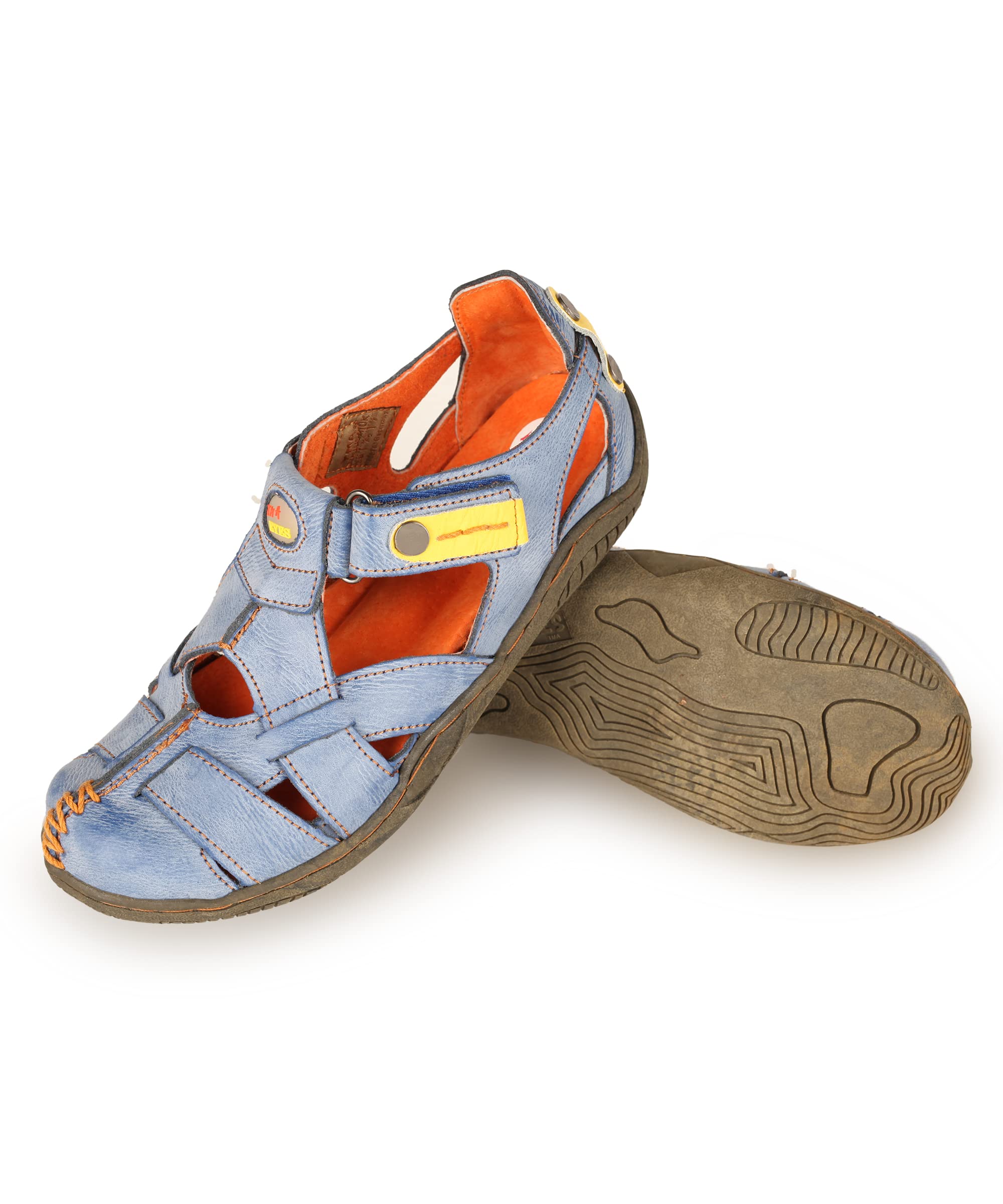 TMA EYES Women's Cross Leather and Hand Stitching Upper Casual Sandal for Outdoor