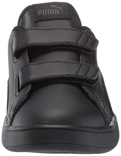 PUMA baby girls Smash V2 Hook and Loop Sneaker, Black, 1 Little Kid US