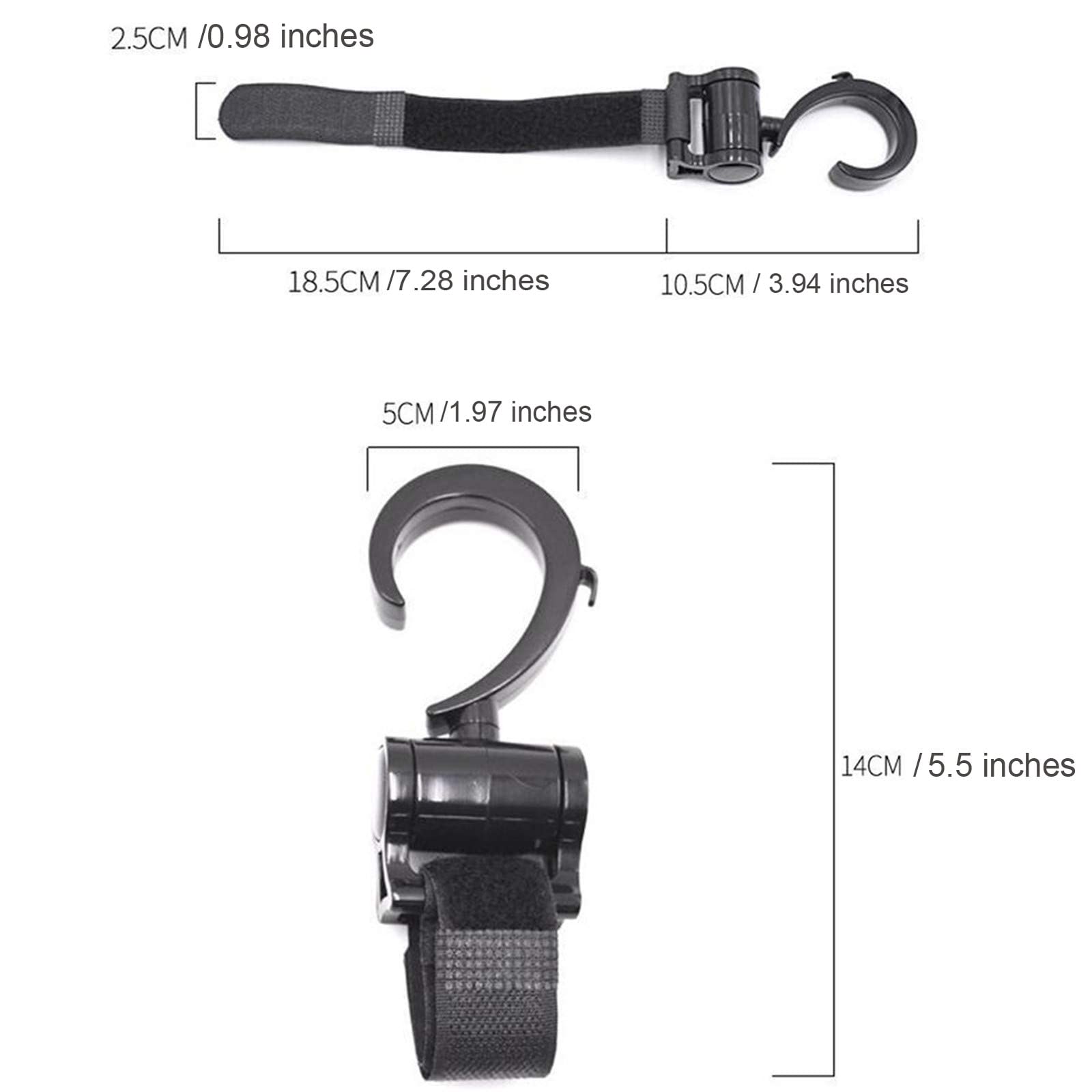 Stroller Hooks for Hanging Diaper Bags Baby Stuff Organizer Groceries Purse Mommy Hook Stroller Accessories for Mom When Jogging Walking or Shopping Pack of 2-Black LLUFO