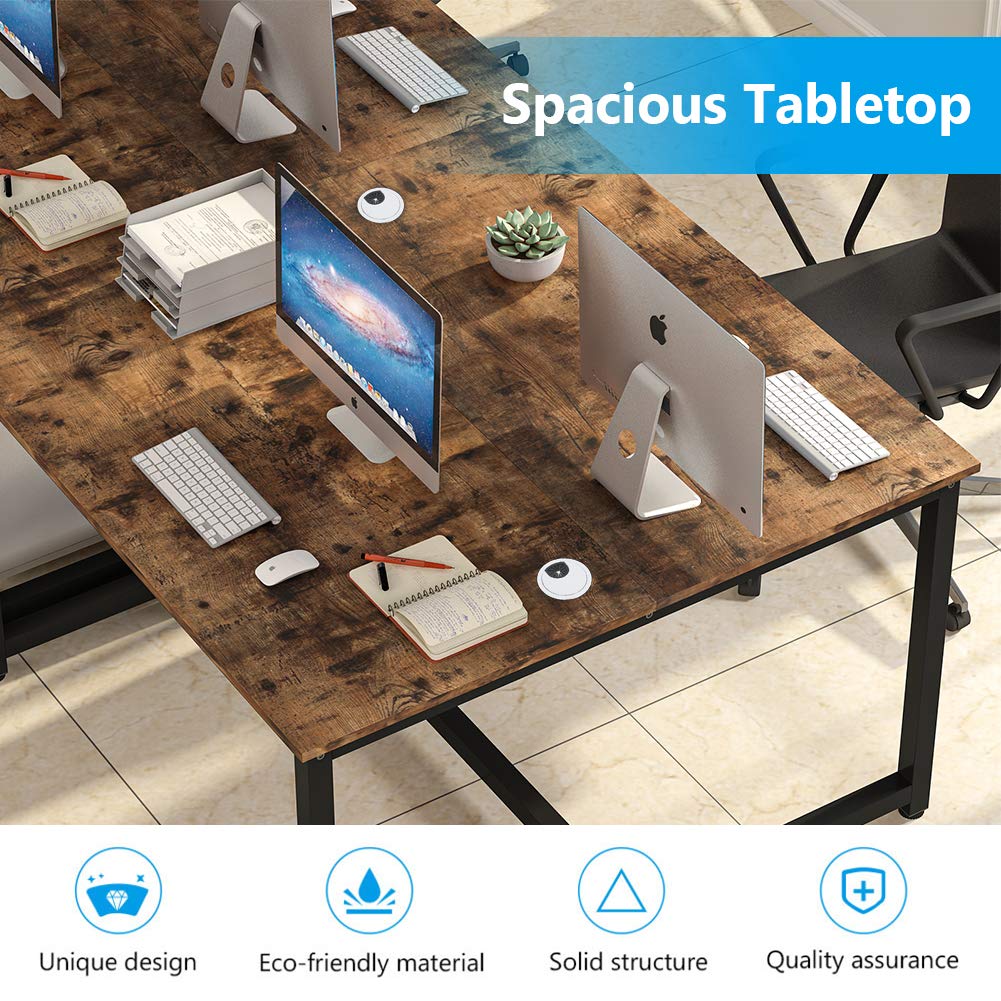 TRIBESIGNS WAY TO ORIGIN Two Person Desk Double Workstation Desk, 47 inch Computer Desk 2 People Office Desk Writing Desk for Home Office Teens Student(Rustic)