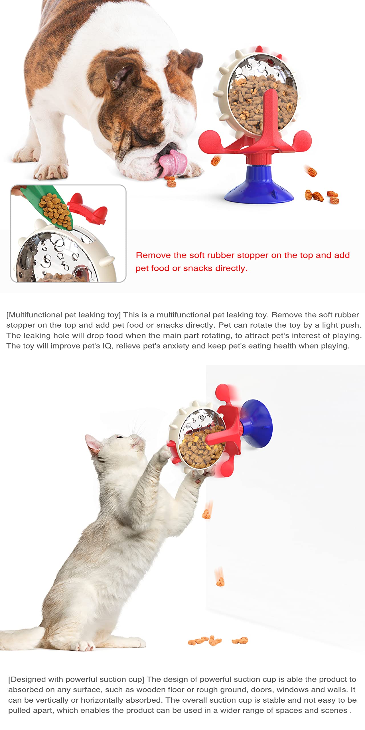 Turntable Interactive - Puzzle Game Toy for Dogs and Cats - Slow Food Leaker - Turntable Windmill (Yellow)