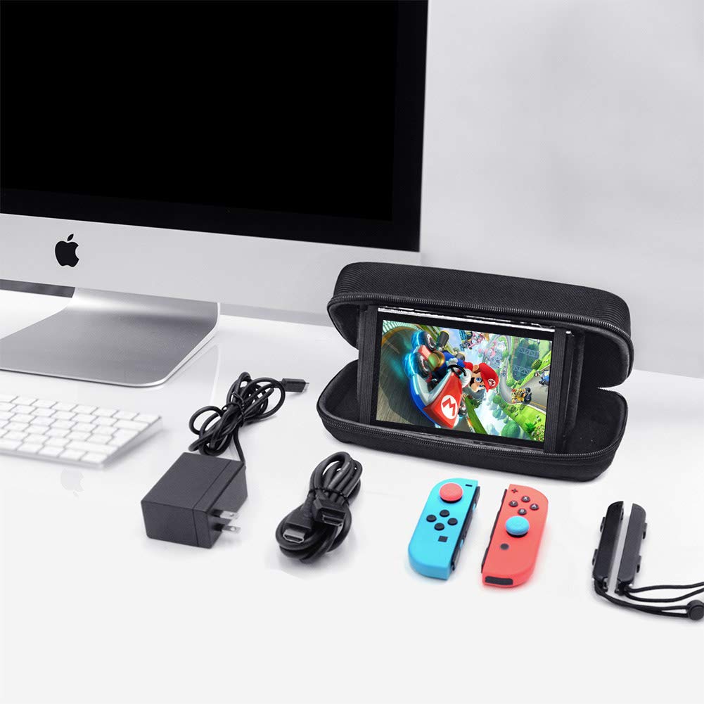 SPERVS Carrying Case for Nintendo Switch, Portable Carry Cases ; Storage with 20 Game Cartridges Hard Shell Pouch for Nintendo Switch Console & Accessories, Switch Travel Case (Black)