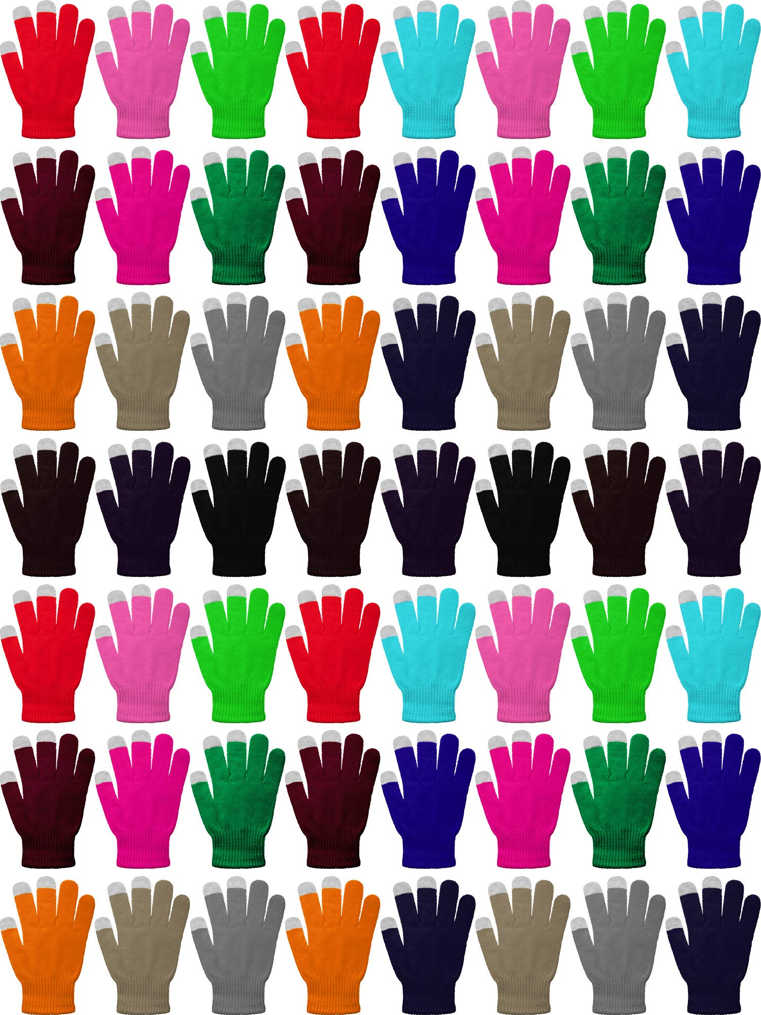 SATINIOR 60 Pairs Touchscreen Gloves Winter Stretch Knitted Texting Gloves for Men Women (Color 3)