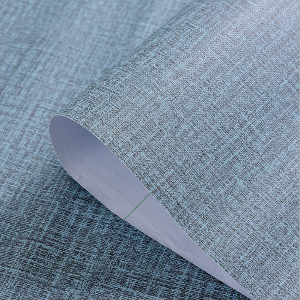 Yija Self-Adhesive Linen Blue Pattern Waterproof Shelf Drawer Liner Cabinet Sticker,Wallpaper 15.6Inch by 98Inch