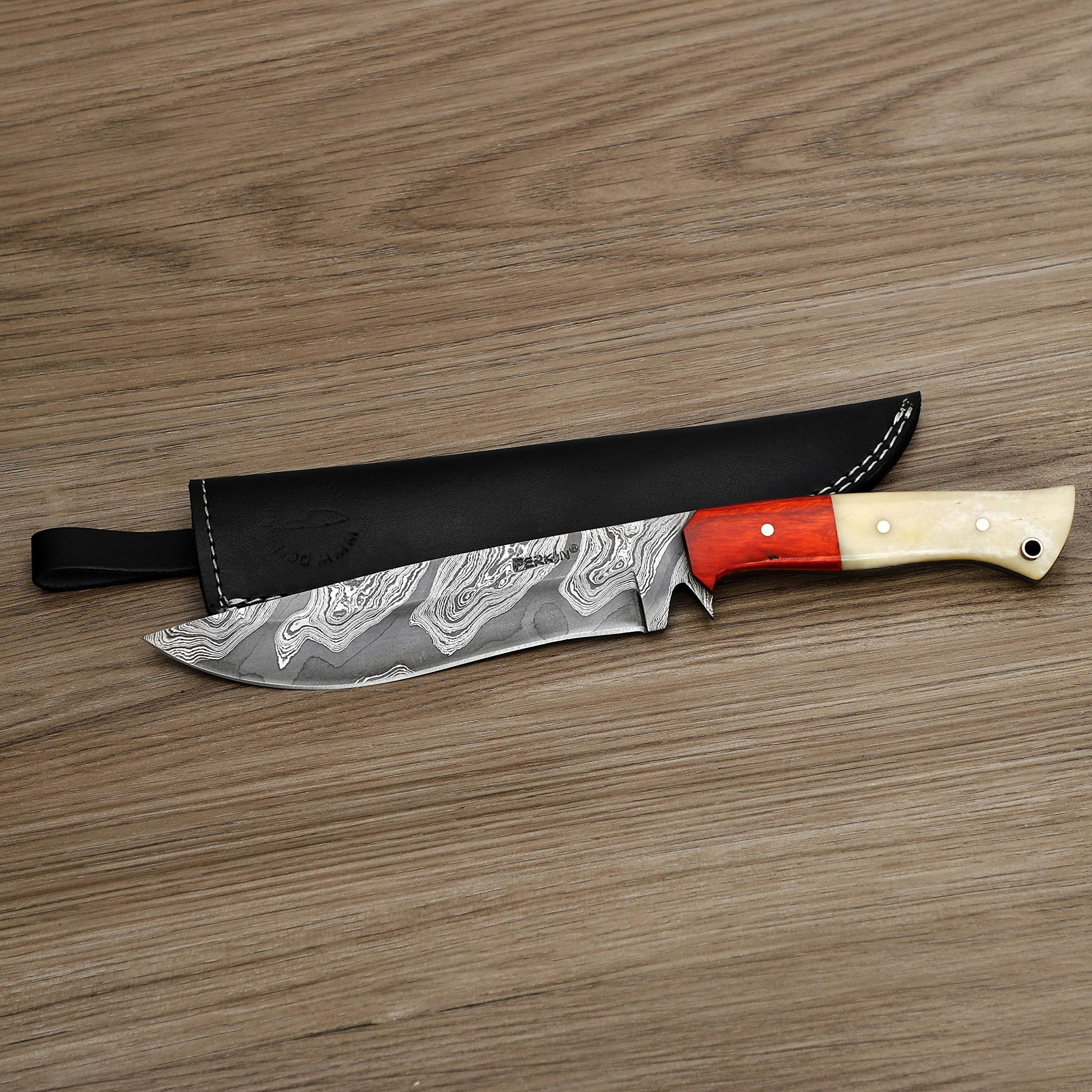 Perkin Hunting Knives 12 Inches Damascus Steel Knife Full Tang Fixed Blade Knife FBE111