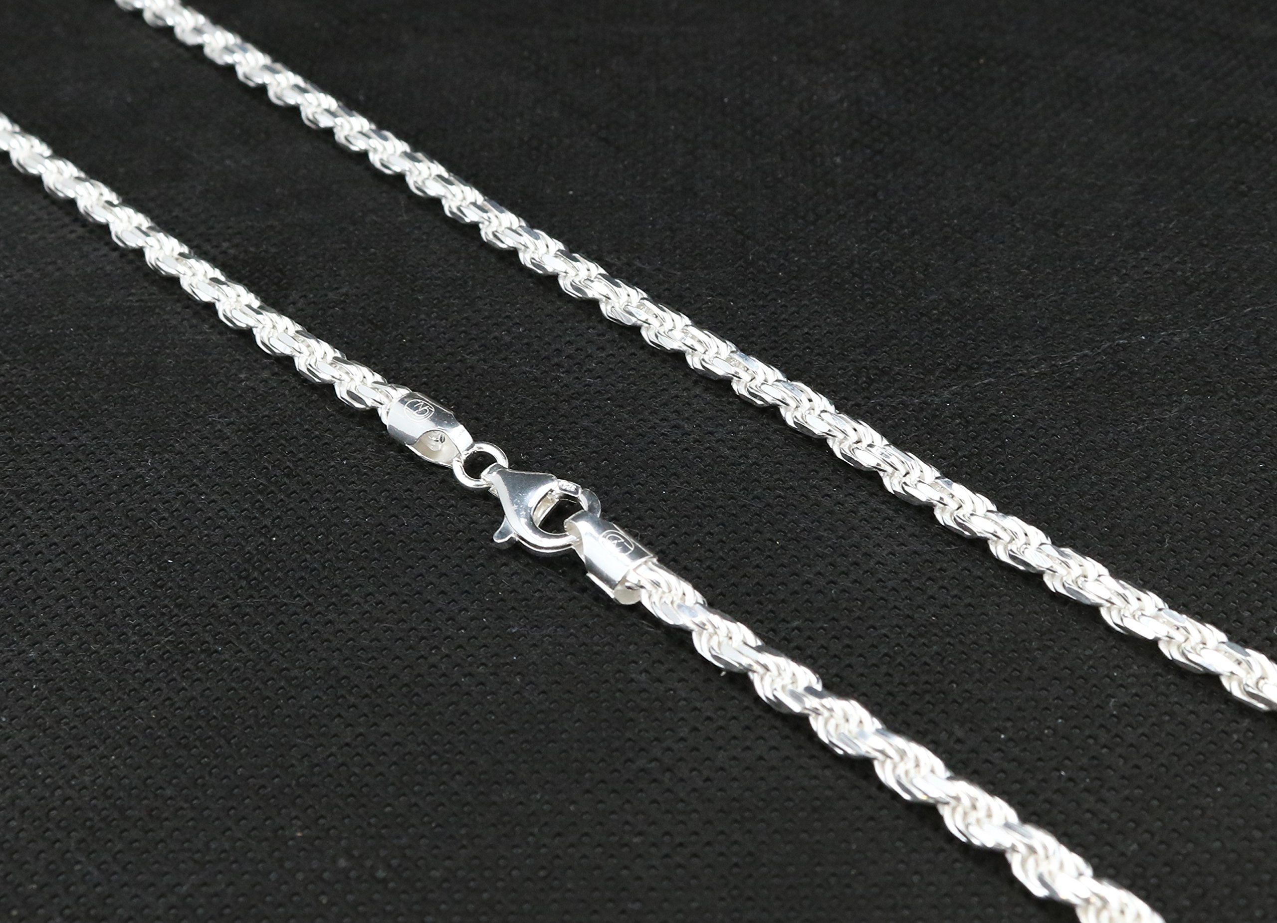 Real Solid 925 Sterling Silver Diamond Cut Rope Chain 4.0mm 16" to 30" (30)
