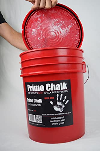 Primo Chalk - 5LBS Bucket - Fewer applications needed for improved focus on Weightlifting, Gymnastics, Rock Climbing, Gym