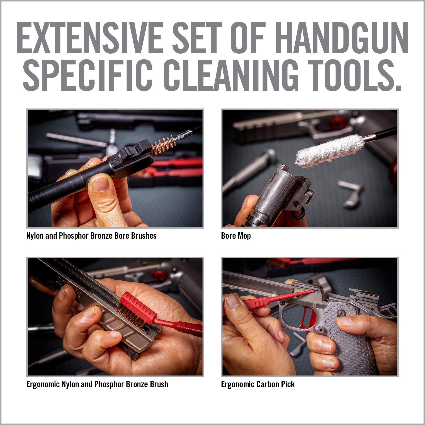 Real Avid 9mm Cleaning Kit for 9mm .357 & .38 Caliber Gun Cleaning | Complete Glock Cleaning Kit & Pistol Cleaning Kit with Bore Brush, Jag, Bore Mop, Cleaning Rod & Gun Cleaning Patches,Charcoal