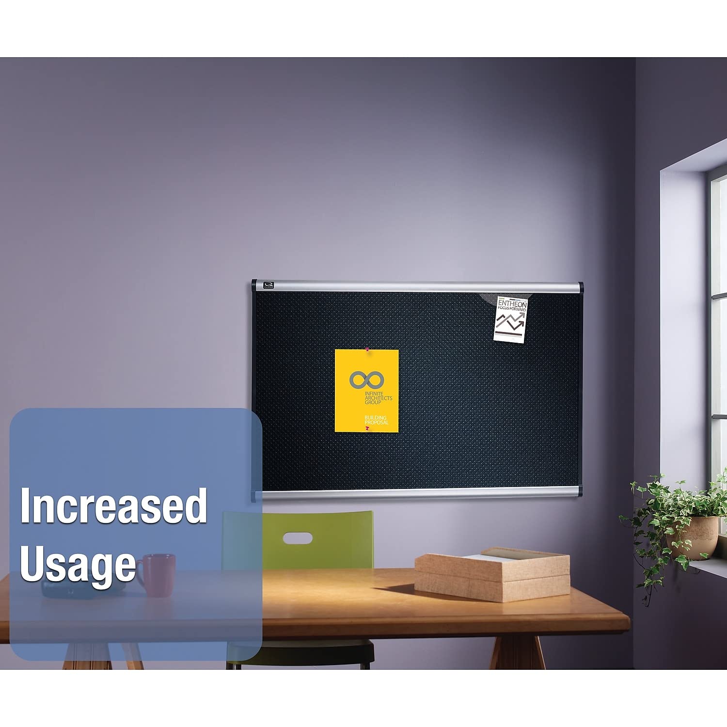 Quartet Embossed Bulletin Board, Hi-Density Foam, 72" x 48", Aluminum Frame, Black/Gray (B347A)