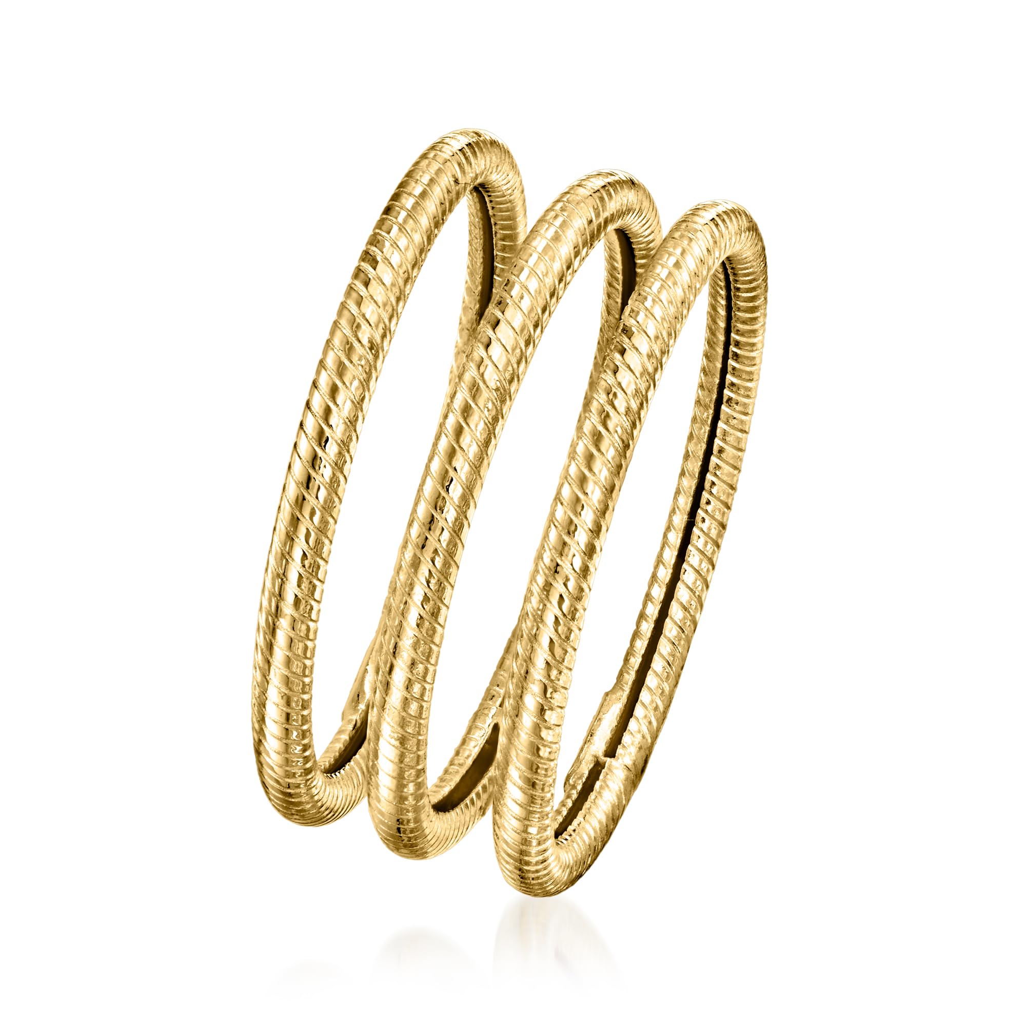 Ross-Simons 18kt Yellow Gold Jewelry Set: 3 Roped Rings. Size 8