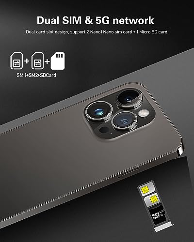 VIQEE A14 Pro Max 5G Unlocked Smartphone - 6GB+256GB Fully Unlocked Cell Phone for Android 13, 6.8" Unlocked Cell Phone, 6800mAh, 48MP+108MP Dual Camera (Black)