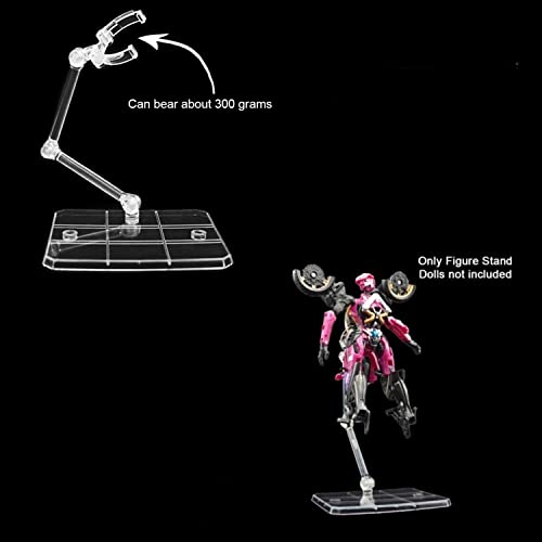 TSY TOOL 6 Pcs of HG144 Action Figure Stand, Display Holder Base, Doll Model Support Stand Compatible with 6" HG RG SD SHF Gundam 1/44 Toy Clear