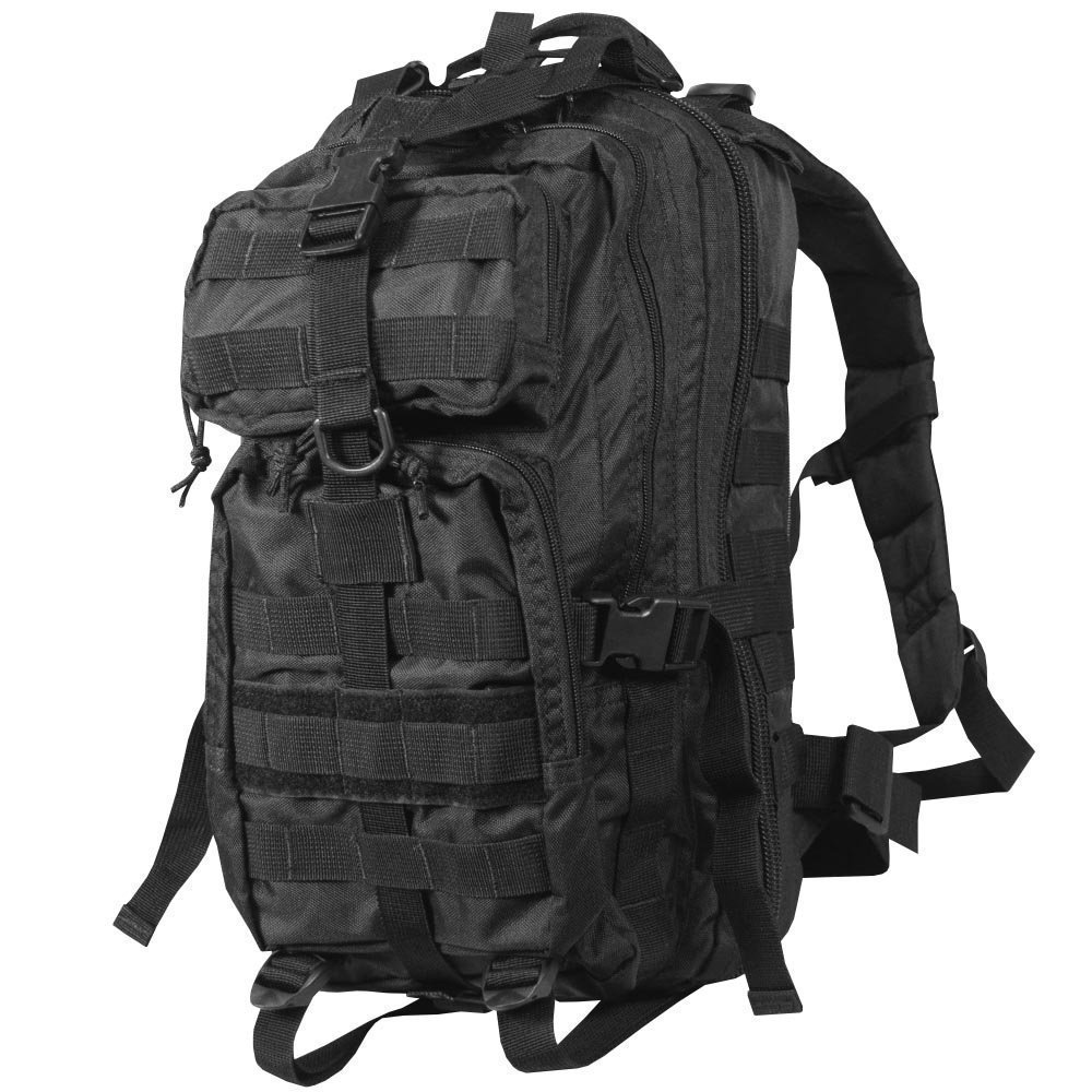 Rebel Tactical DKC452 Assault Compact Stealth Military Molle Daypack Hunting Camping Outdoor Hiking Paintball Airsoft Bag, Black, 18-Inch