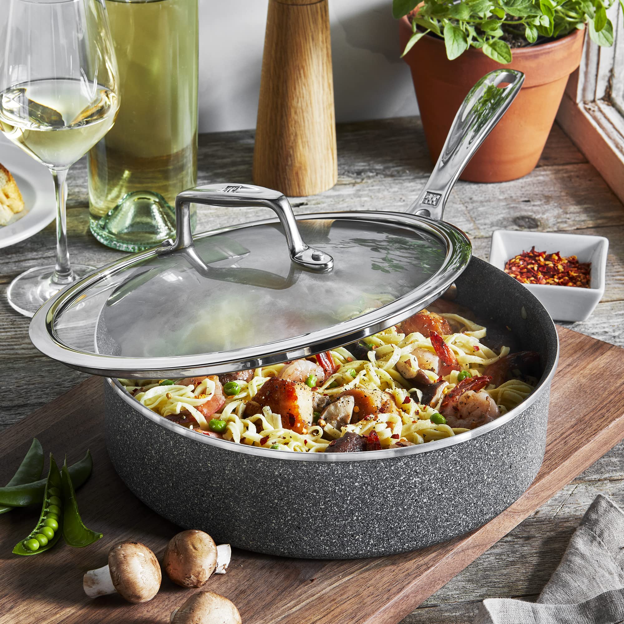 ZWILLING Vitale 3-qt Nonstick Saute Pan with Lid, Aluminum, Scratch Resistant, Made in Italy