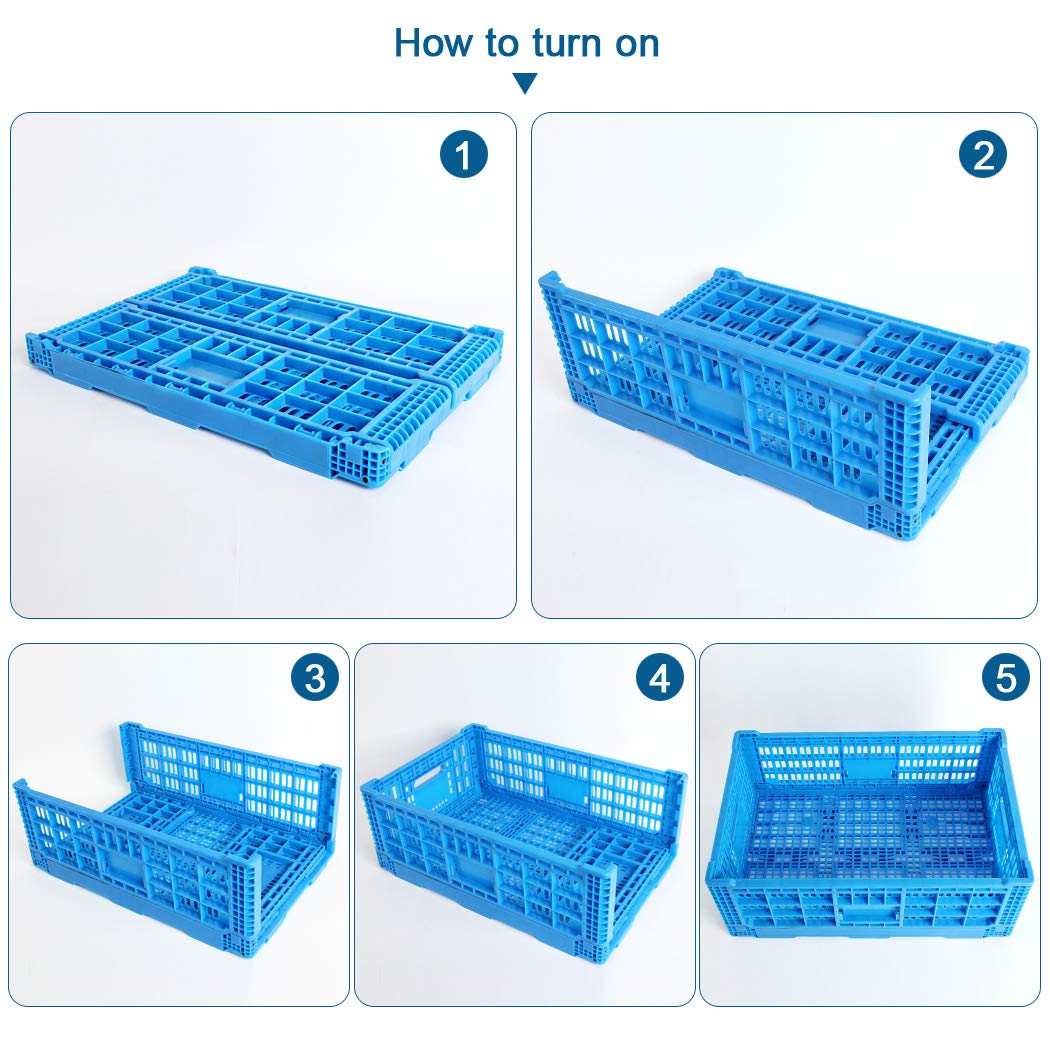 QTJH Collapsible Storage Bin Containe,52 Liter Transfer box,crate Transit storage of various items (23.6" L x 15.7" W x 8.6" H)