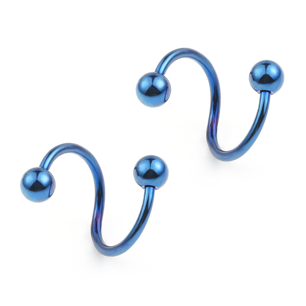 Ruifan 16G Stainless Steel Twist Ear Plug Earring Spiral Helix Stud Lip Ring Body Piercing Jewelry 10mm 6Pairs