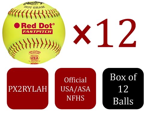 Rawlings | Official RED DOT Fastpitch Softball | 12" USA / NFHS | PX2RYLAH | 12 Count