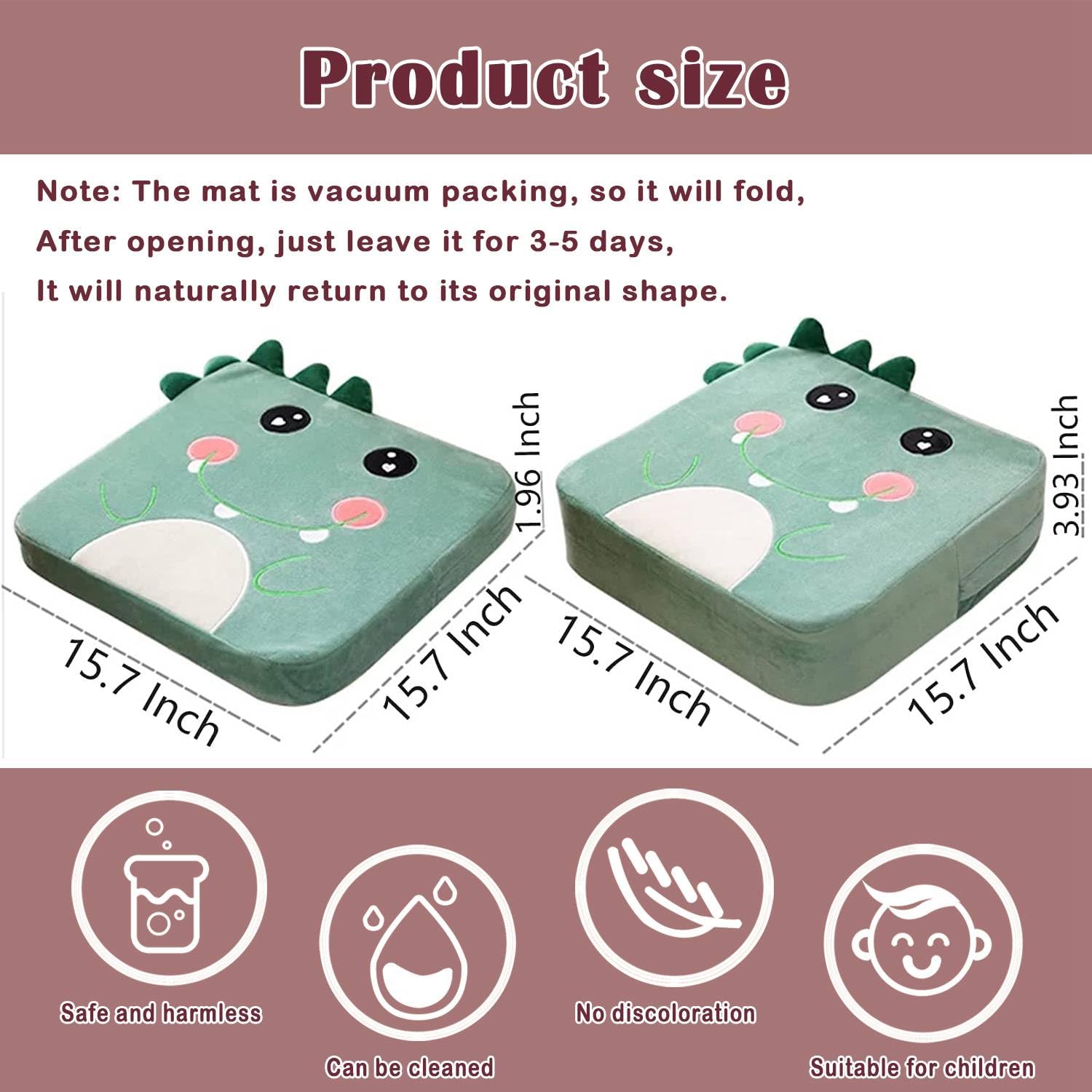 Toddler Booster Seat for Dining Double Straps Washable Portable Thick Chair Increasing Cushion for Baby Kids (Green)