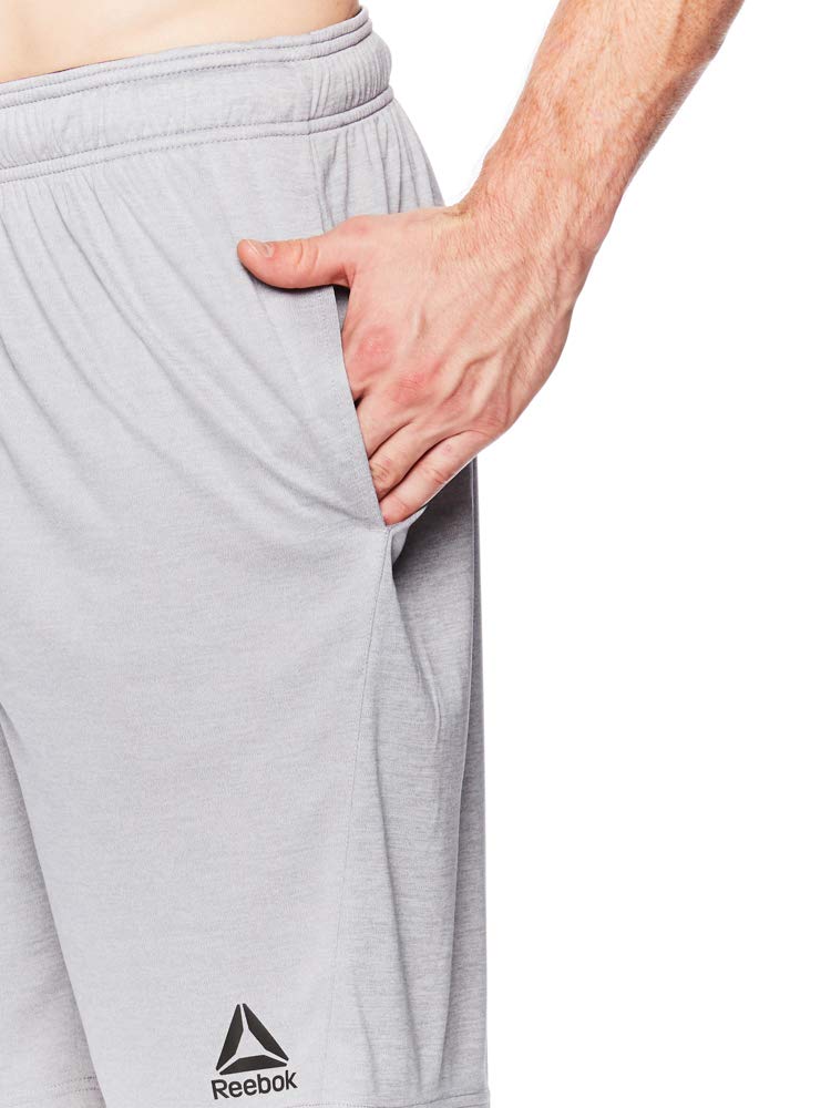 Reebok Men's Drawstring Shorts - Athletic Running & Workout Short - Cruz Sleet Heather, Large