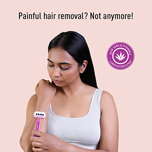 Sirona Reusable Hair Removal Razor for Women with Aloe Boost, 4 Blade Shaving Razor - (Pack of 1, Purple)