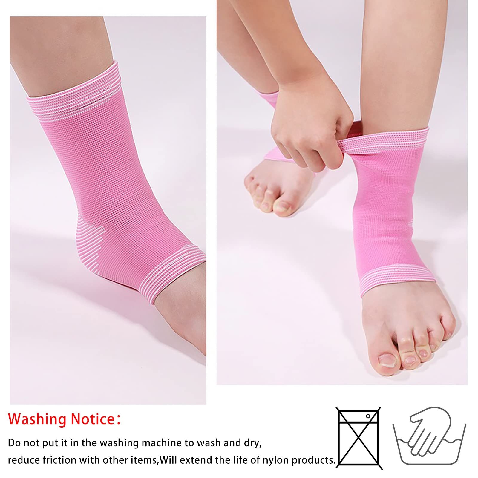 TXBONA 1 Pair Kids Compression Sleeves Foot Arch Support,Kids Children Ankle Brace,Plantar Fasciitis Sock for sprained ankle or sports (Pink)