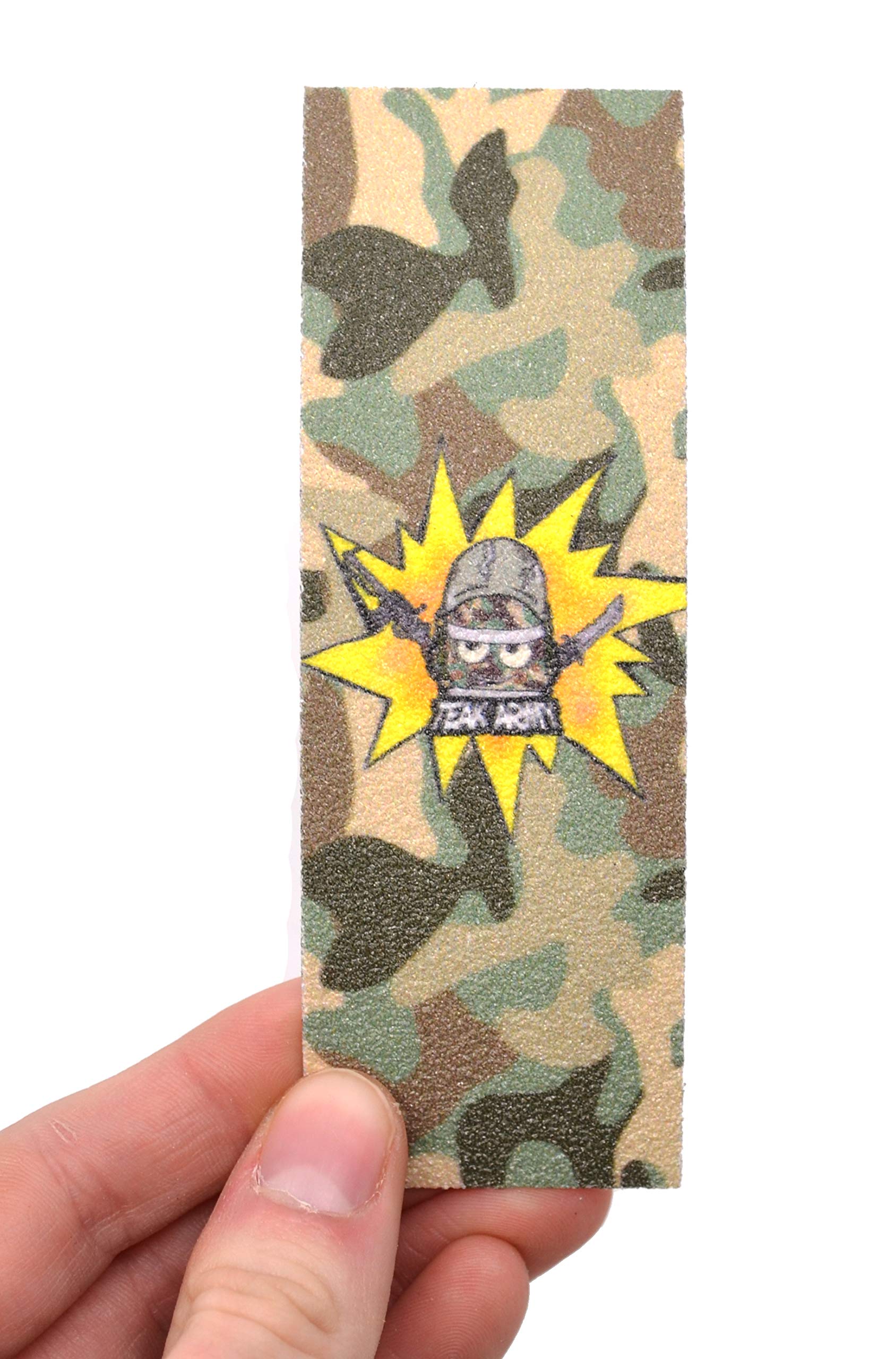 Teak Tuning 3PK Premium Fingerboard Skate Grip Tape, Teak Army Edition 38mm x 114mm - Set of 3 Sheets