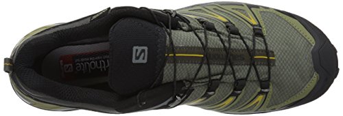 Salomon X Ultra 3 Gore-TEX Hiking Shoes for Men, Castor Gray/Beluga/Green Sulphur, 10.5