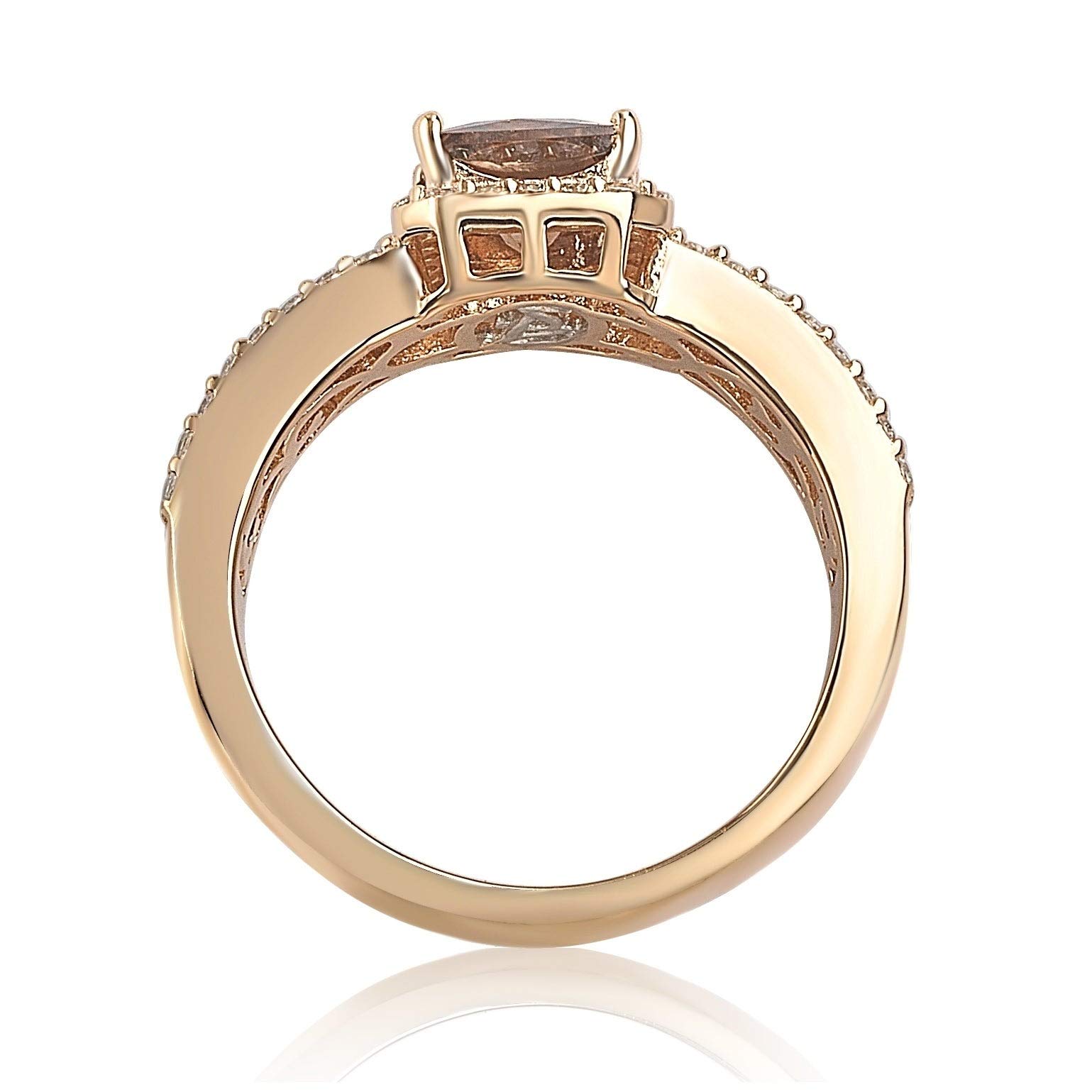 Suzy Levian Rose Sterling Silver Brown Asscher Cut Cubic Zirconia Engagement Ring