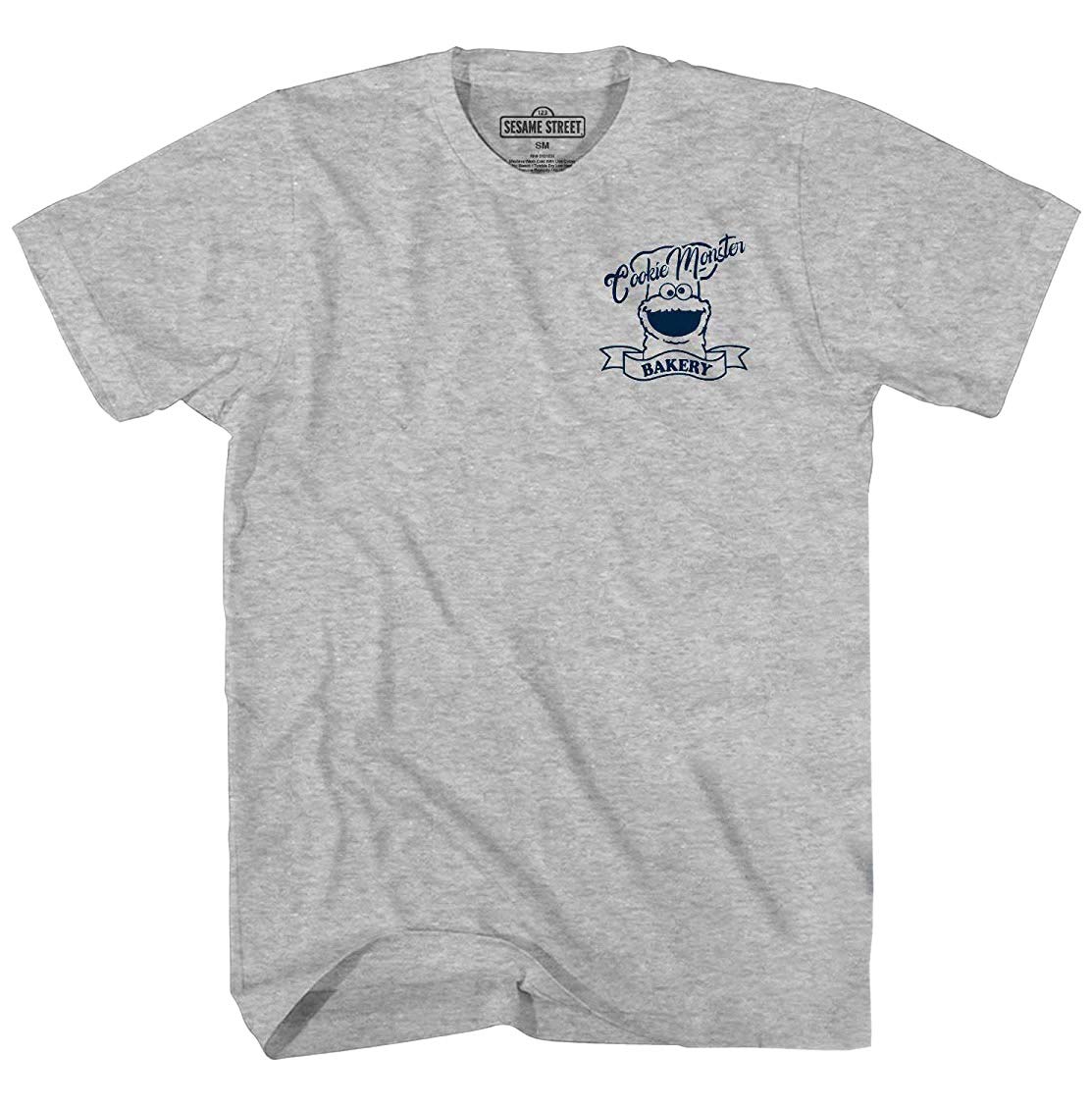 Sesame Street Mens Cookie Monster Classic Shirt Cookie Monster Tee - Vintage Front and Back T-Shirt (Heather Grey, XX-Large)