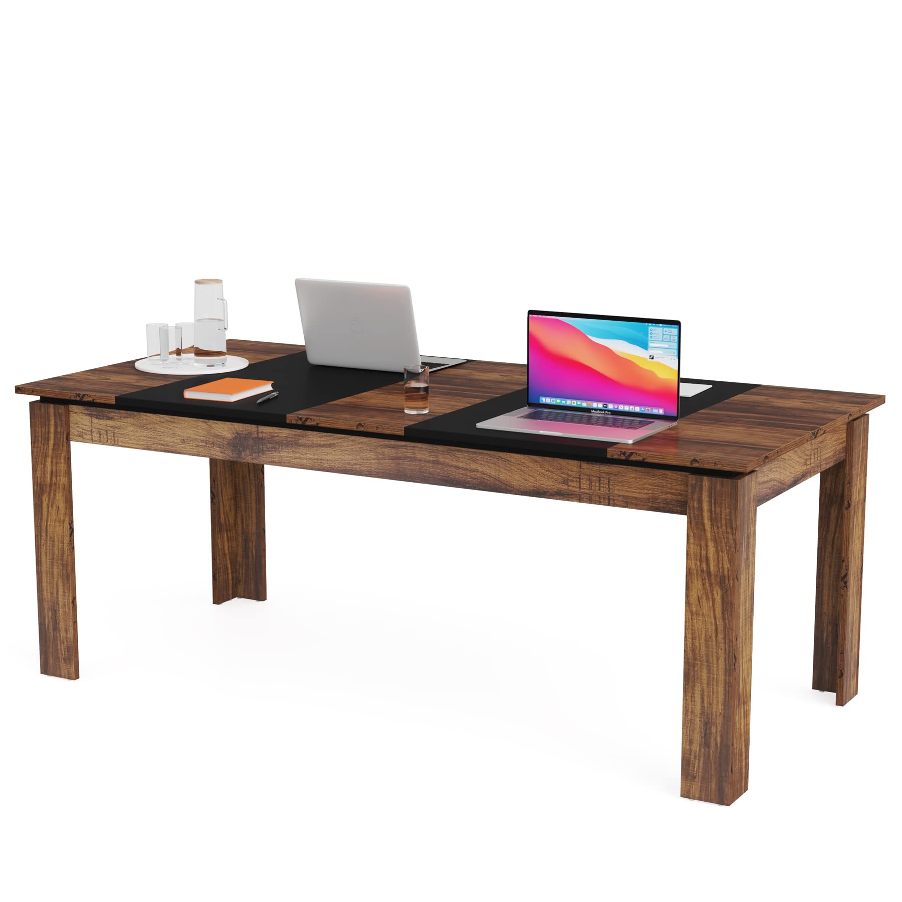 Tribesigns Rustic 6FT Conference Room Table for 4-6 Person, Rectangular Meeting Table, 71L * 33 W inches Executive Desk,Large Crafting Table for Office, Boardroom .Basement