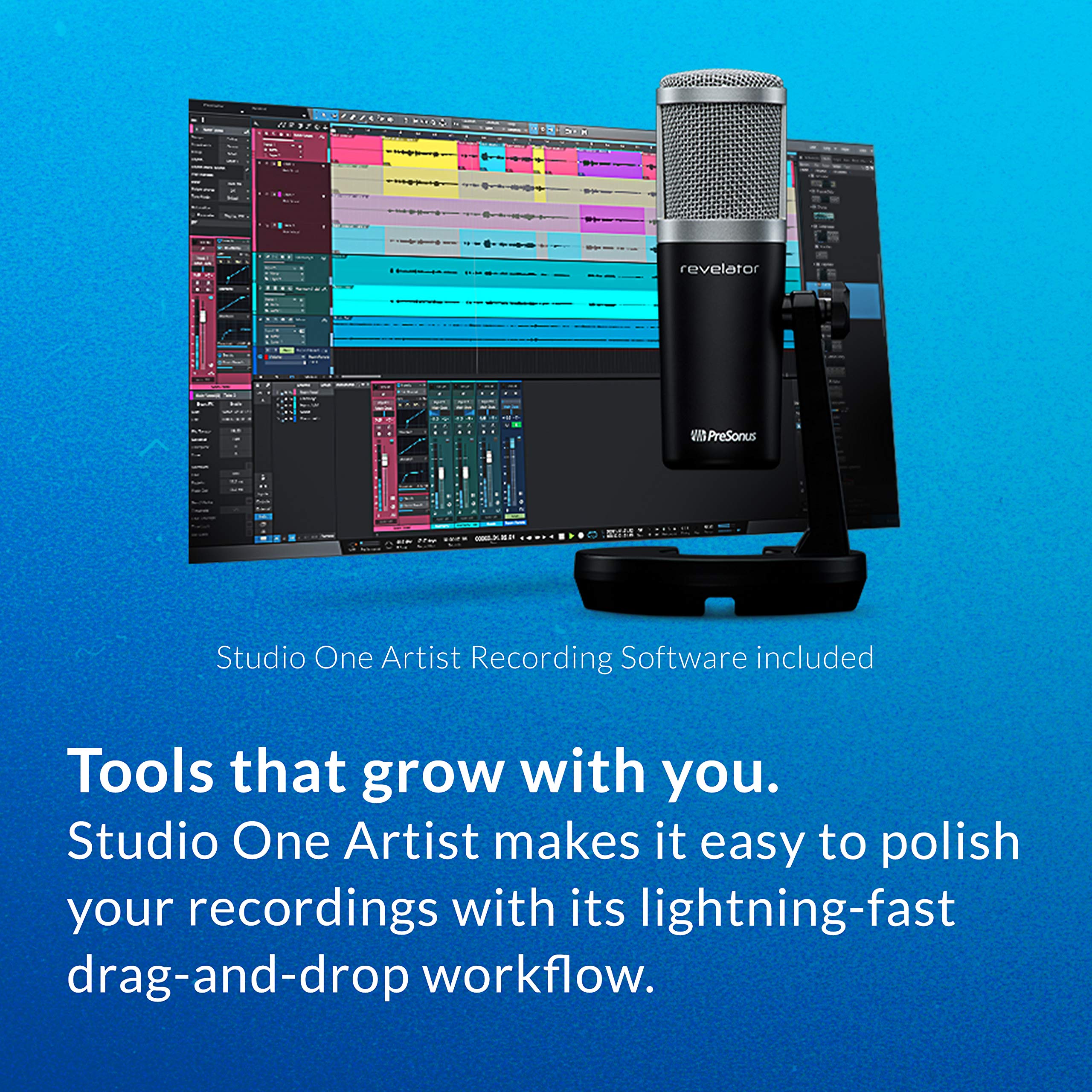 PreSonus Revelator USB Condenser Microphone for podcasting, live streaming, with built-in voice effects plus loopback mixer for gaming, casting, and recording interviews over Skype, Zoom, Discord