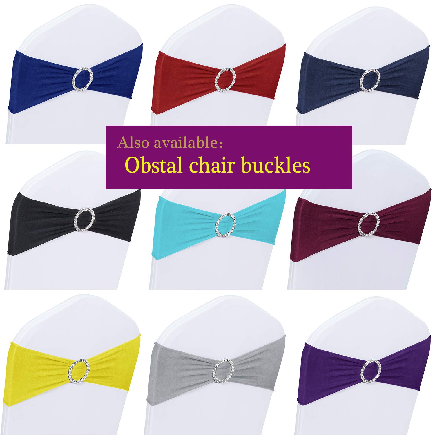 Obstal 10 PCS White Spandex Dining Room Chair Covers for Living Room - Universal Stretch Chair Slipcovers Protector for Wedding, Banquet, and Party